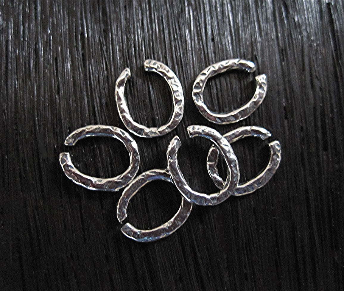 Textured Artisan Rustic Open Jump Rings in Sterling Silver (set of 6 ...